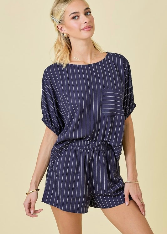 Taking Charge Navy & White 2 Pc Short Set – Pink Attitude Boutique