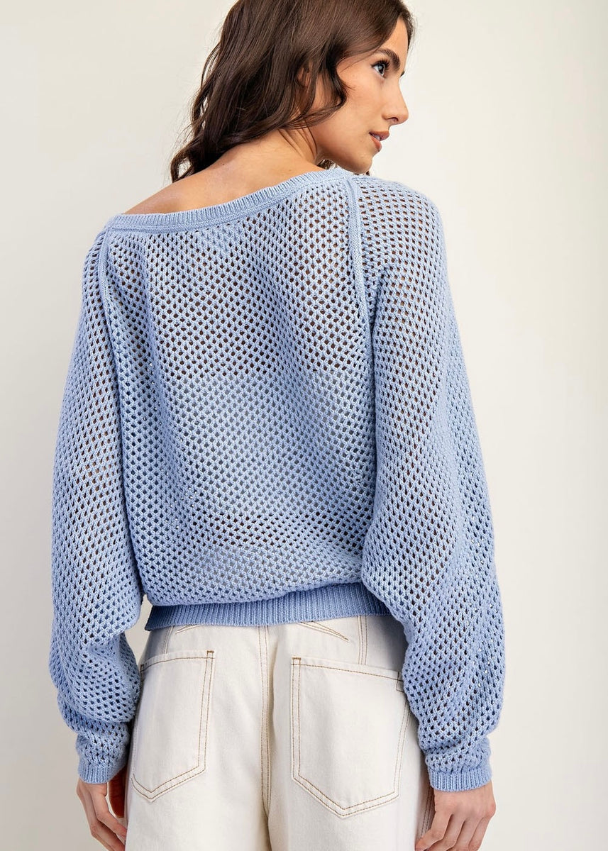 Ocean Spray Blue Crochet Sweater – Pink Attitude Boutique